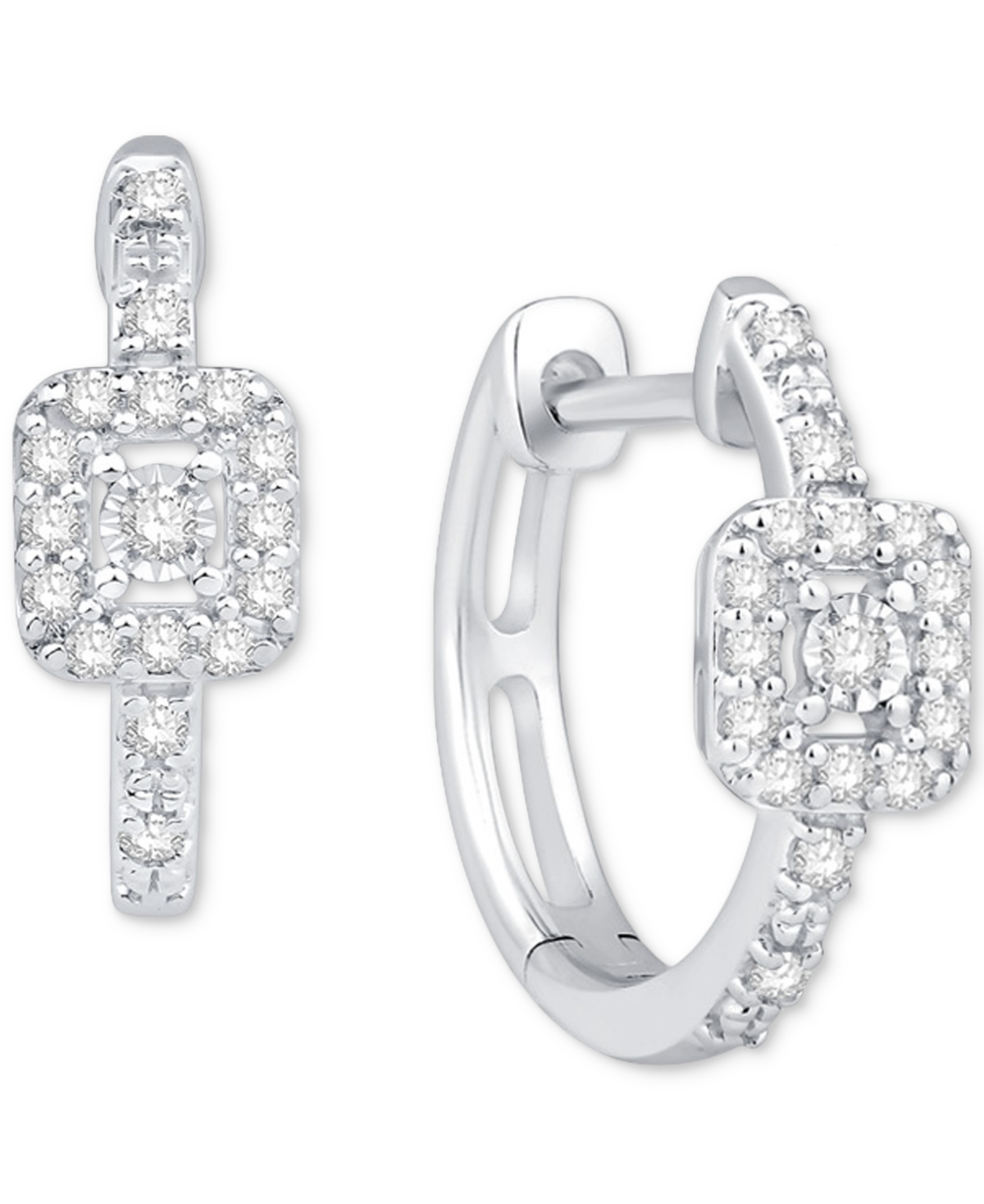 Click here for Diamond Square Halo Hoop Earrings (1/6 ct. t.w.) i... prices