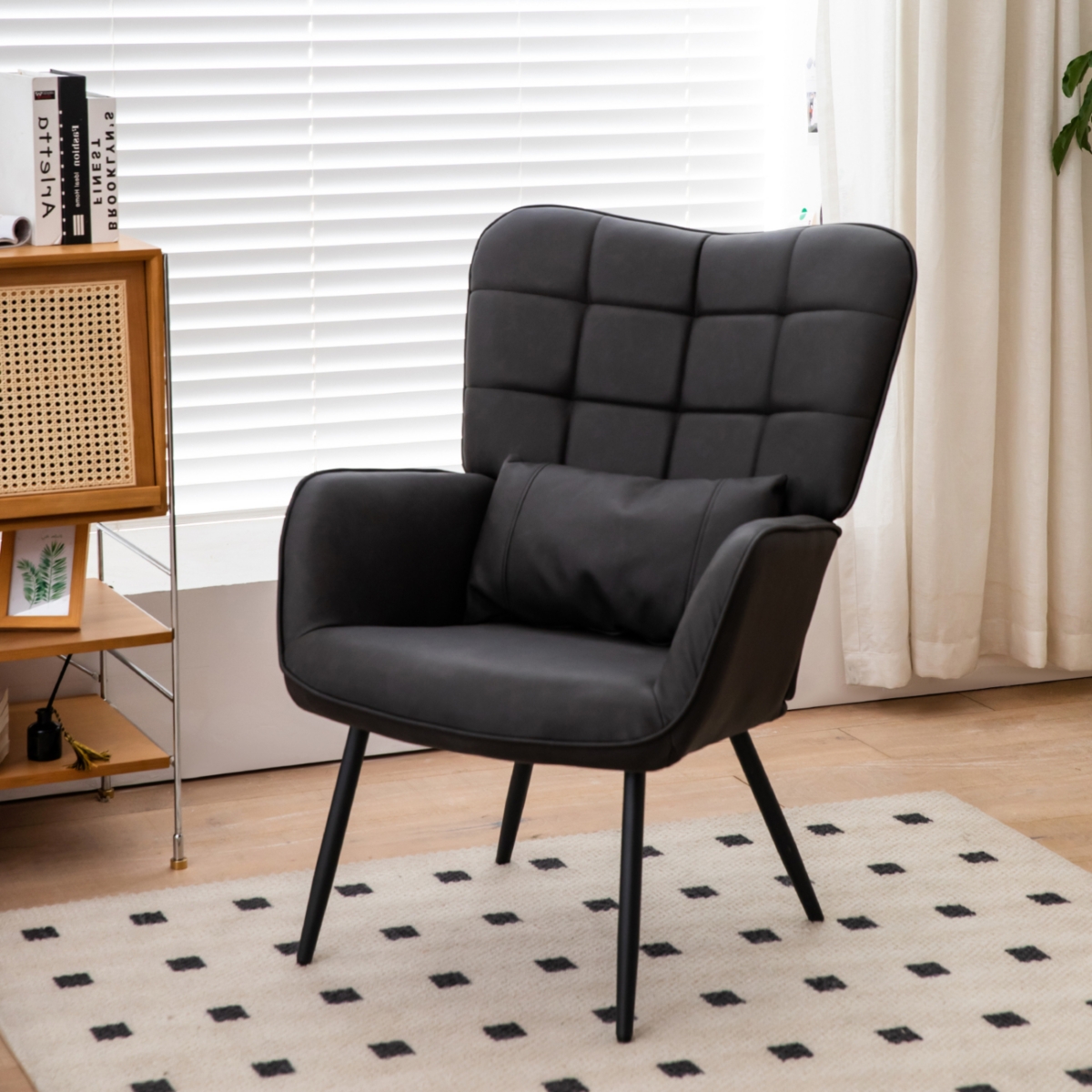 Click here for Simplie Fun Modern Leather Accent Chair with High... prices