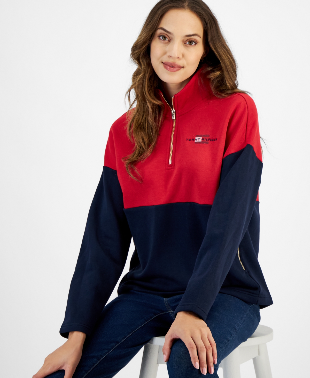 Click here for Tommy Hilfiger Womens Colorblock Quarter Zip Sweat... prices