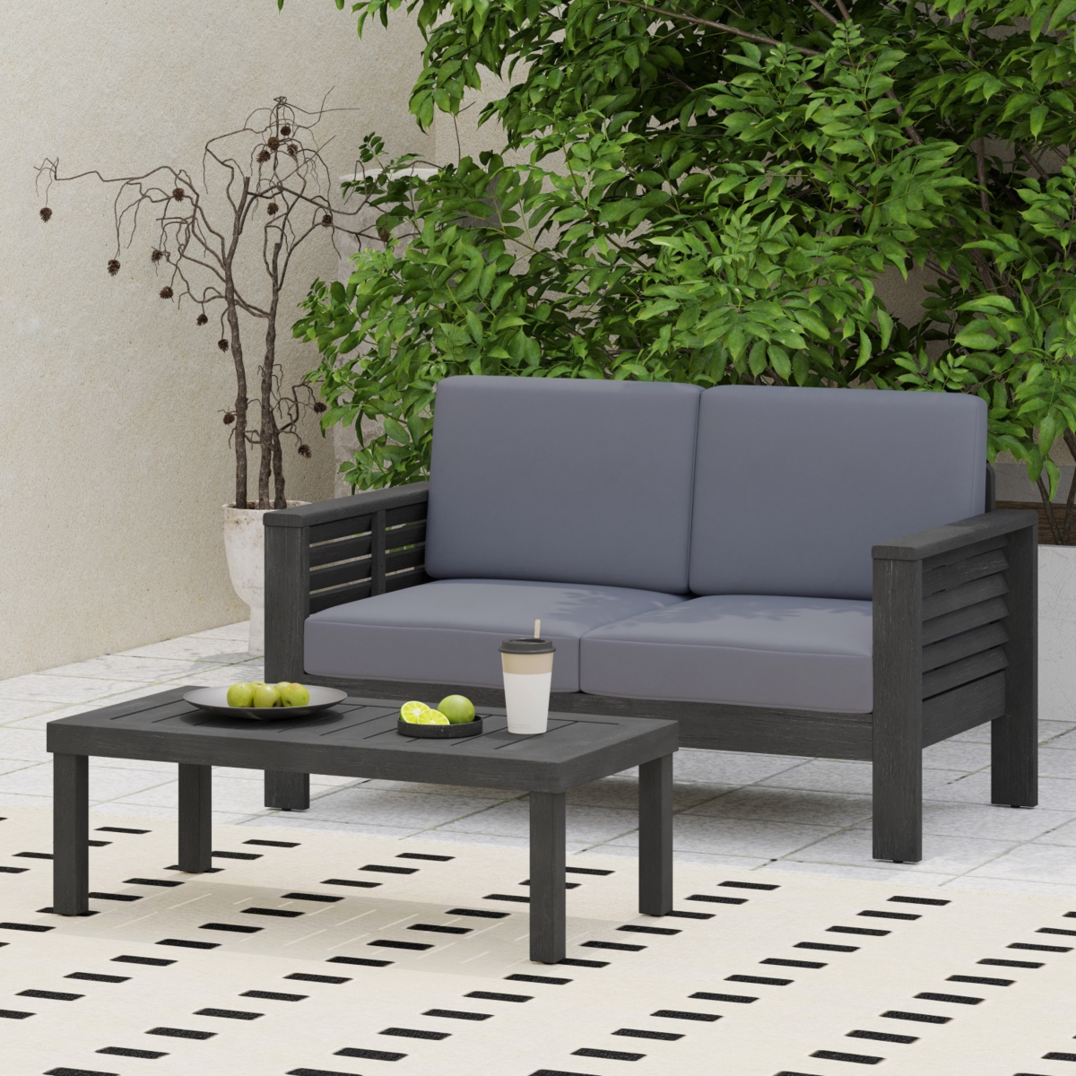 Click here for Streamdale Acacia Wood Outdoor Loveseat And Coffee... prices