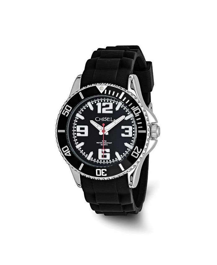 Chisel 44mm Black Silicone Strap Watch - Macy's
