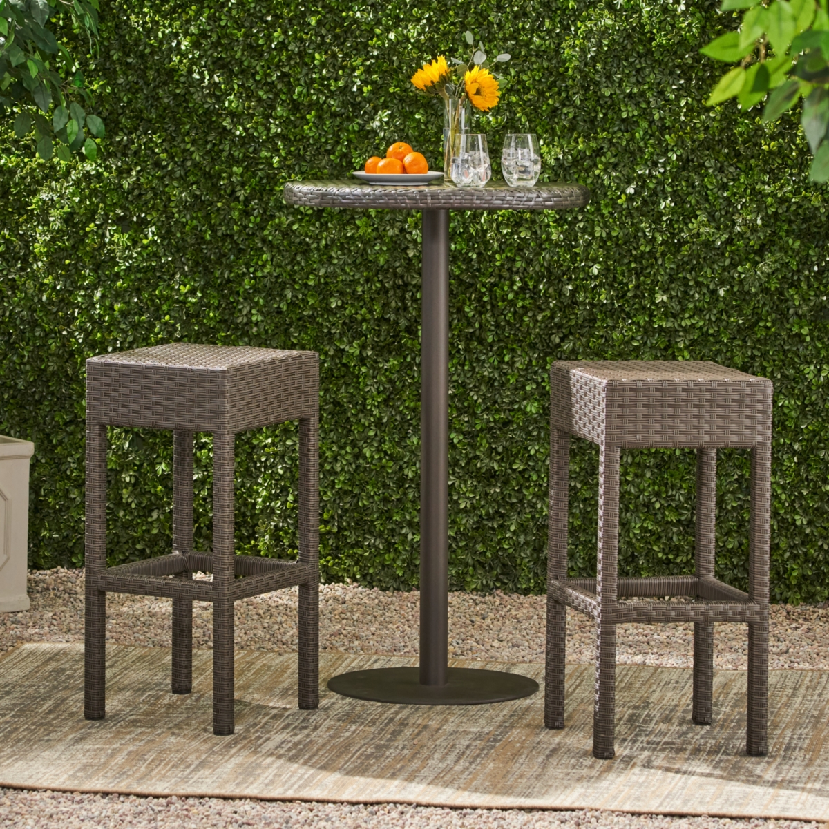 Click here for Streamdale Milton Wicker Backless Bar Stool - Dark... prices
