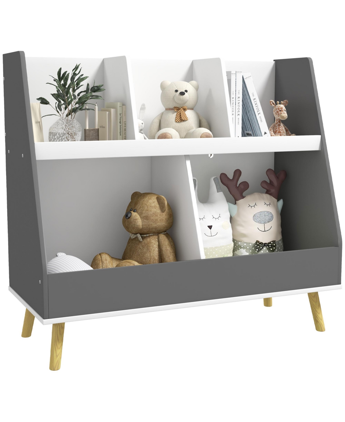 Click here for Qaba 2 Tier Kids Bookcase Toy Shelf with 5 Compart... prices