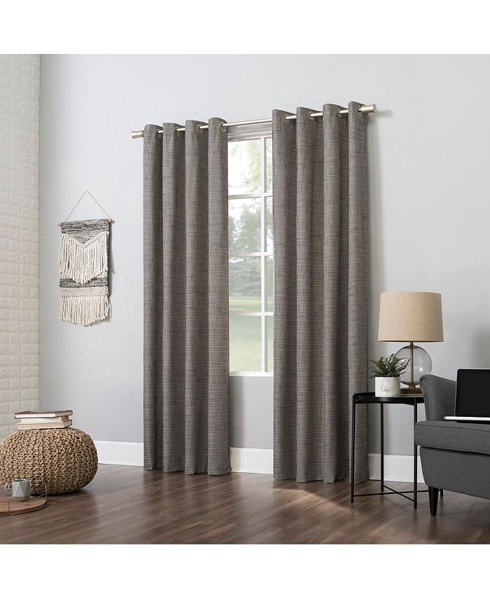 Sun Zero Kline Burlap Weave 52" x 96" Thermal Blackout Curtain Panel ...