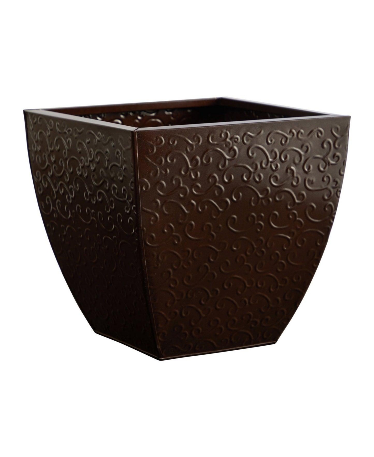 Click here for Slickblue 14 Embossed Metal Scroll Planter - Brown prices
