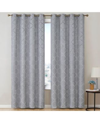 HLC.me Versailles Lattice Flocked 100% Complete Blackout Thermal Insulated Window Curtain ...