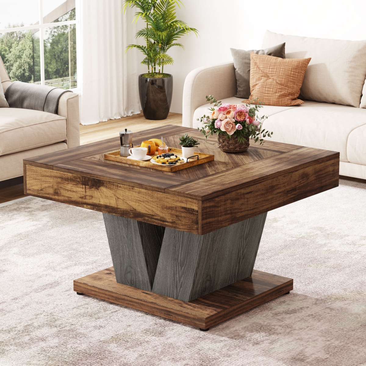 Click here for Tribesigns Square Coffee Table  Wood Coffee Table... prices