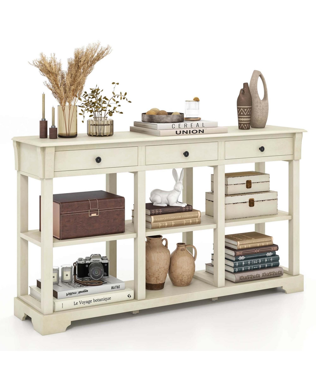 Click here for 58" Long Sofa Table with Storage Retro Consol... prices