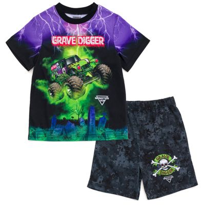 Monster Jam Boys Pullover Pajama Shirt and Shorts Sleep Set to Grave ...