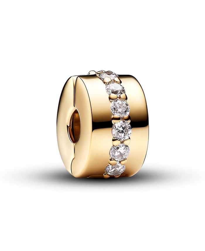 Pandora 14K Gold-Plated Clear Sparkling Row Clip Charm - Macy's