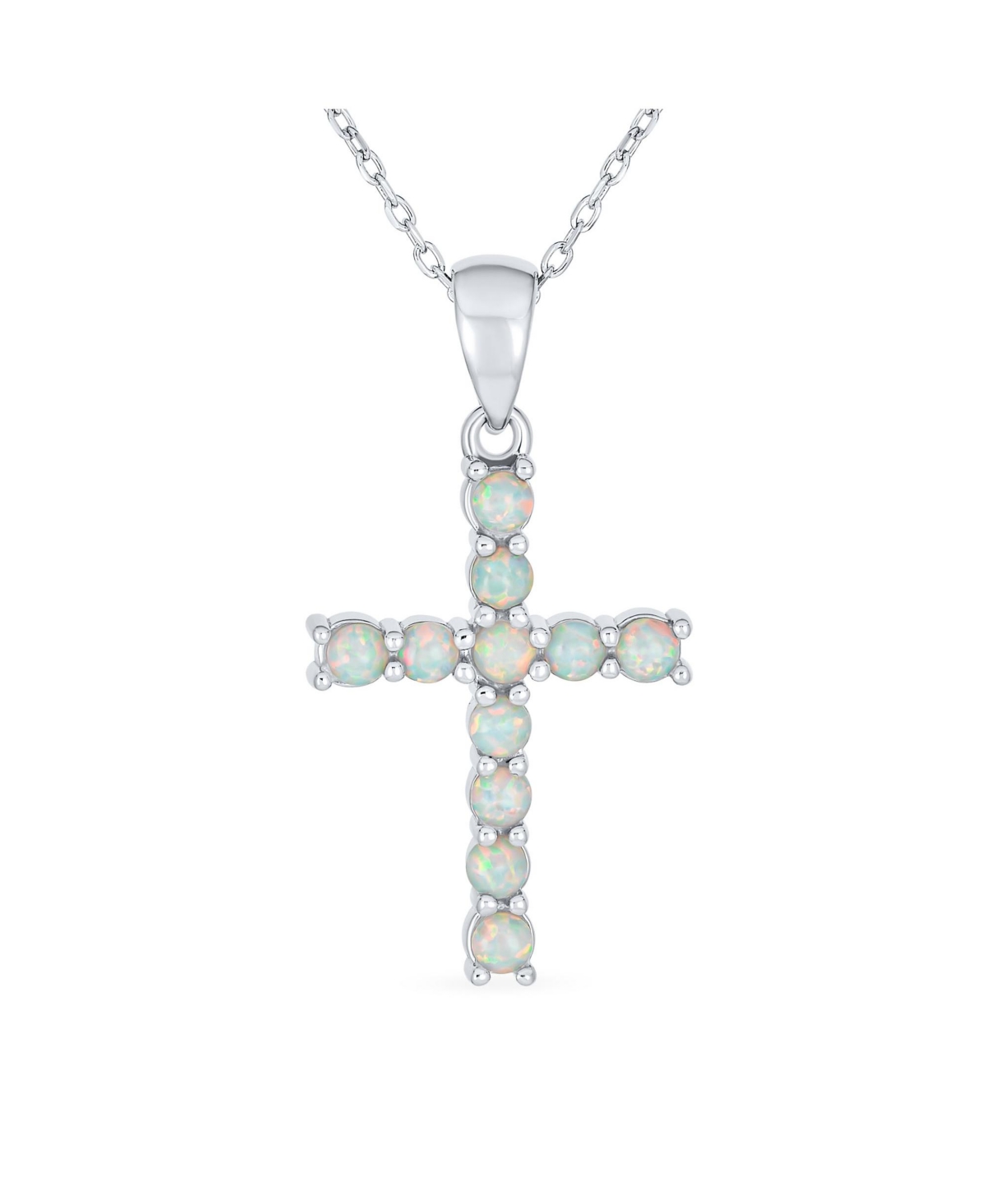 Click here for Bling Jewelry Religious White Synthetic Opal Cross... prices