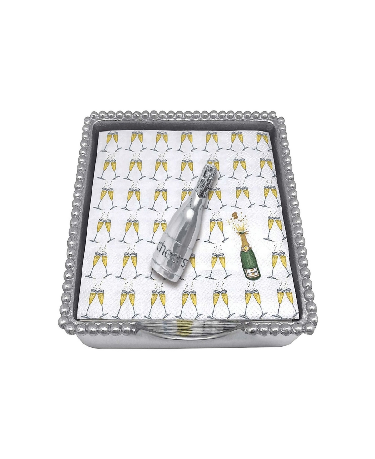 Click here for Mariposa Champagne Beaded Napkin Box Set - Silver prices