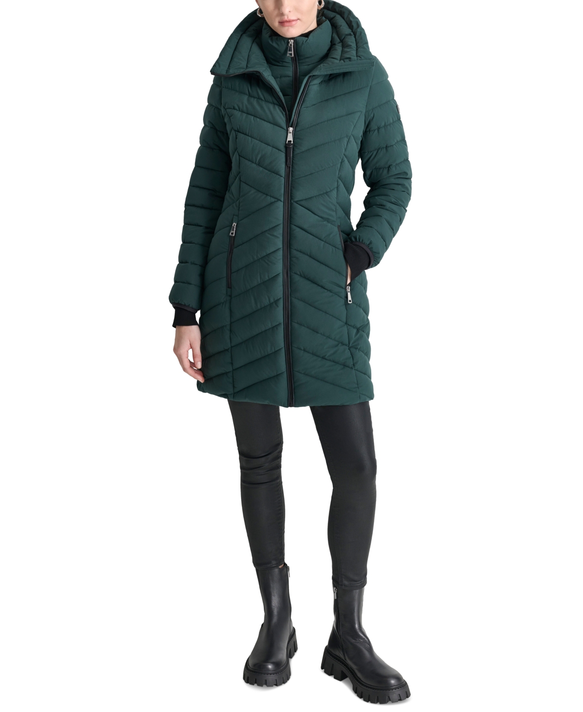 Click here for Dkny Womens Bibbed Packable Puffer Coat - Malachit... prices