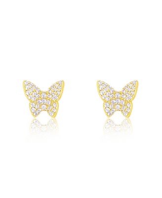 Etoielle Yellow Gold Tone CZ Butterfly Studs - Macy's