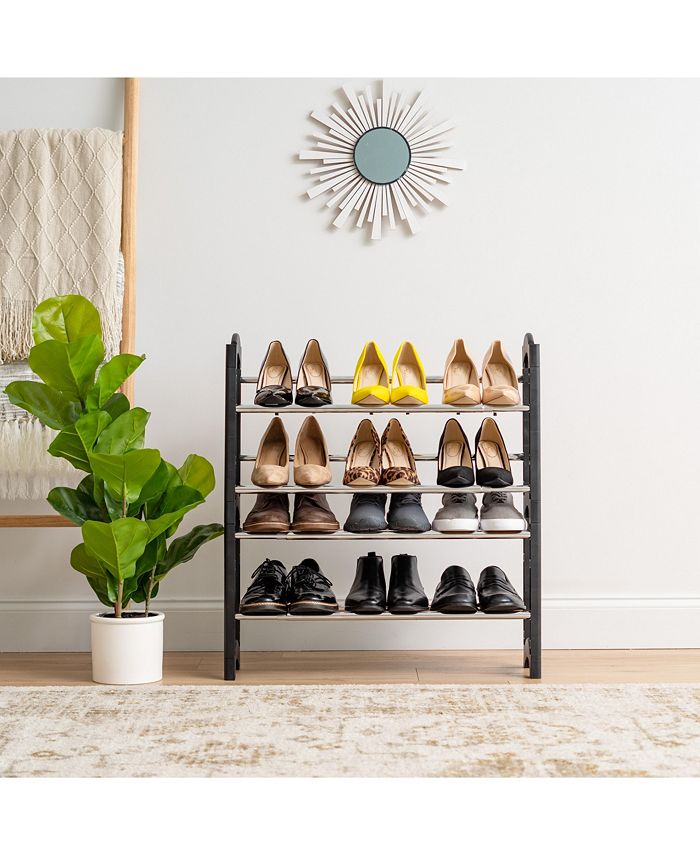 IRIS USA 2 Tier Extendable and Stackable Freestanding Metal Shoe Racks ...