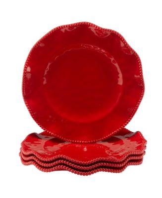Certified International Perlette Red Dinner Plates, Set of 4 - Macy's