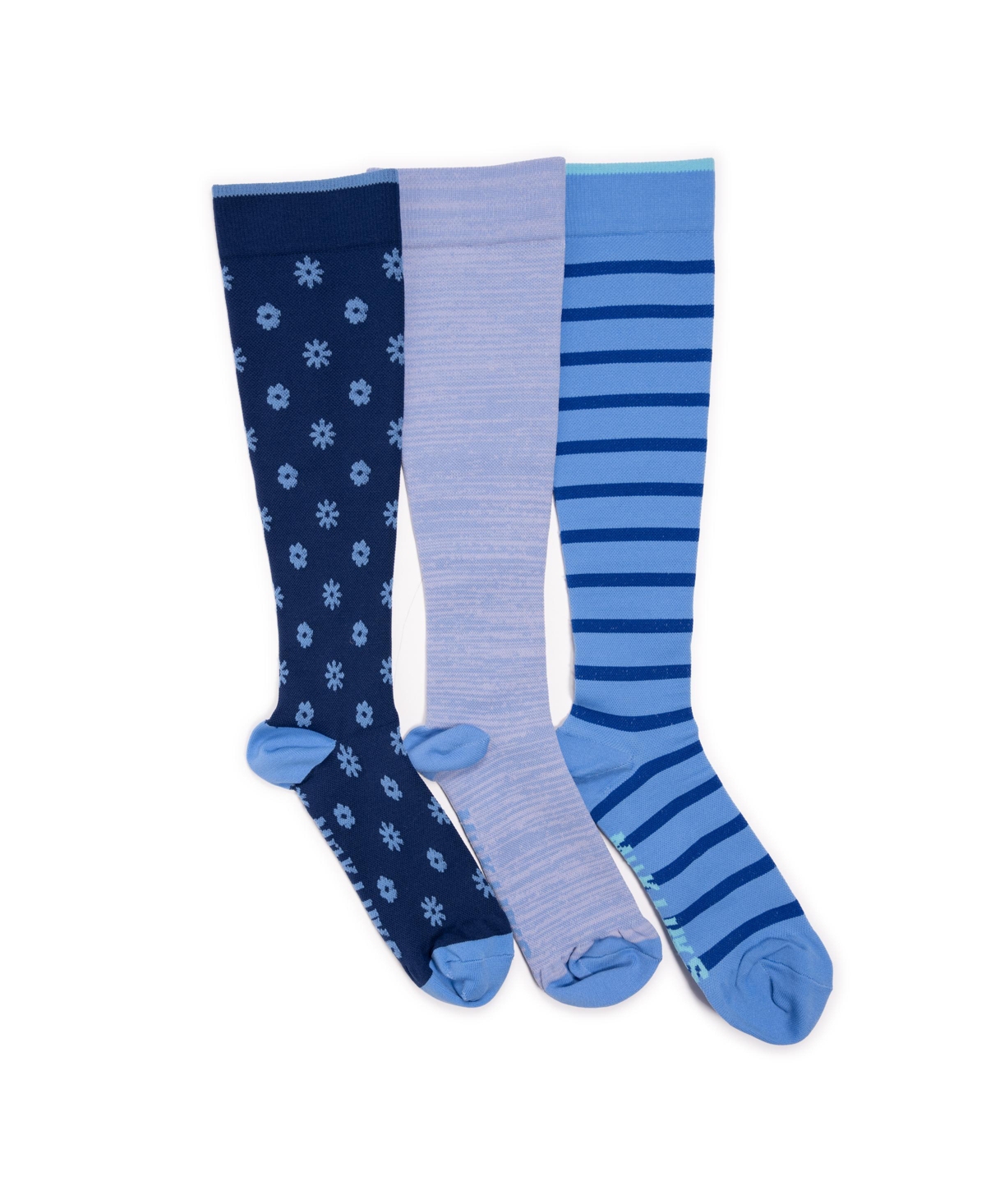 Muk Luks Womens 3 Pair Pack Compression Socks - Blue multi