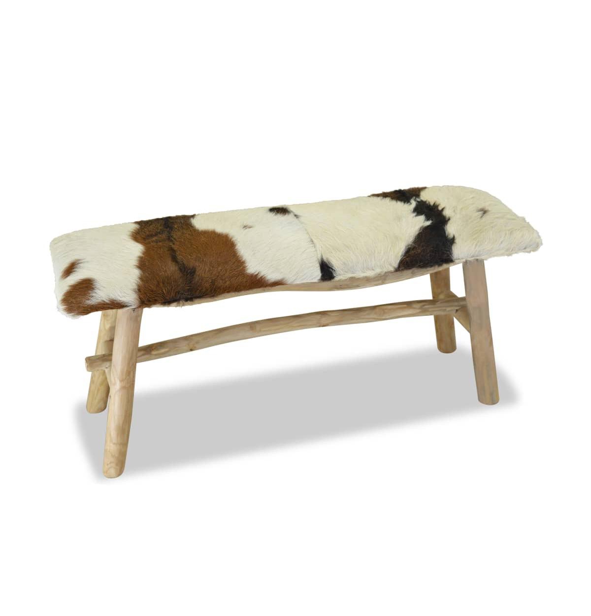 Click here for vidaXL Bench Real Leather Teak - Brown prices
