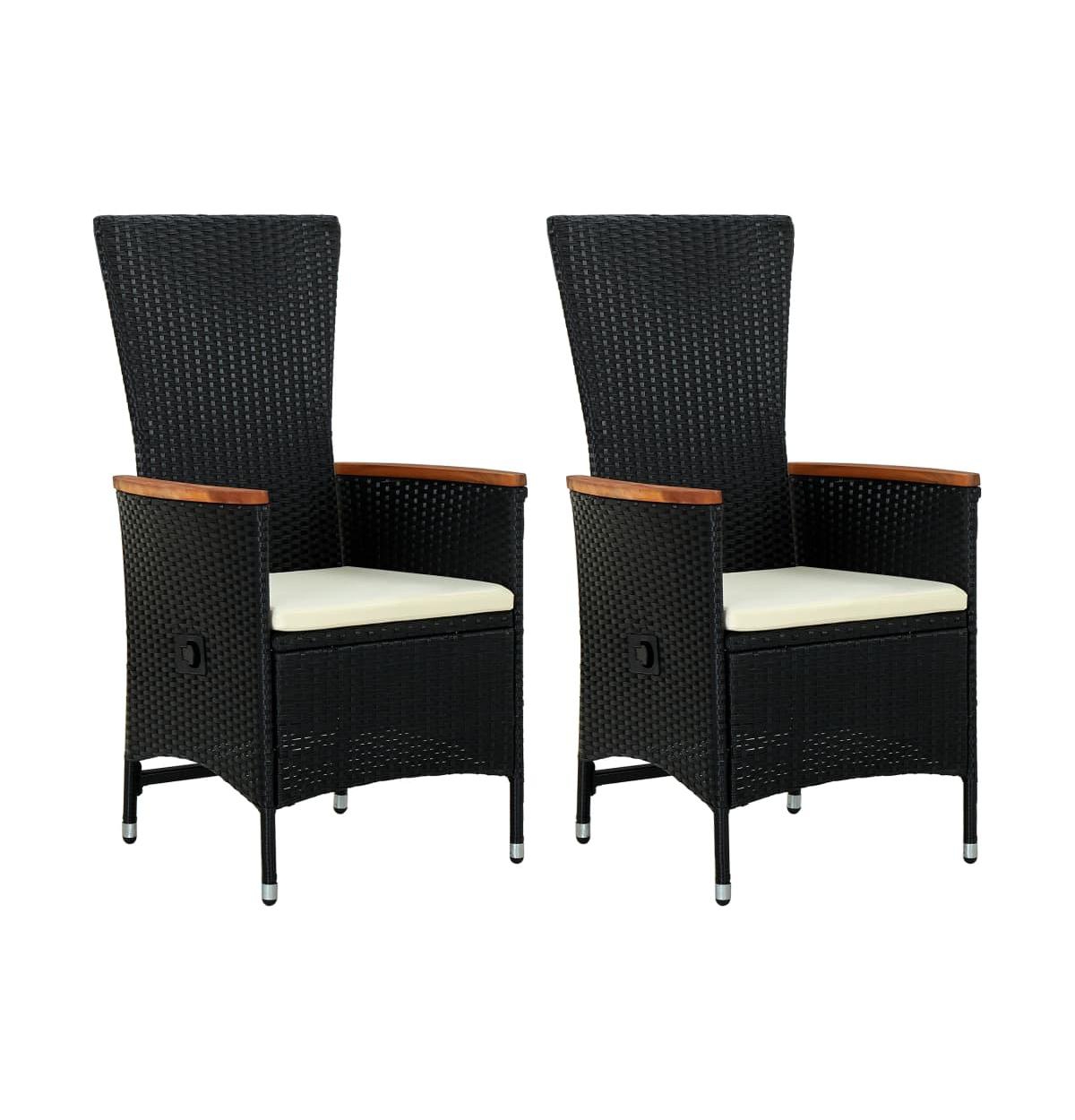 Click here for Patio Chairs 2 pcs with Cushions Poly Rattan Black... prices