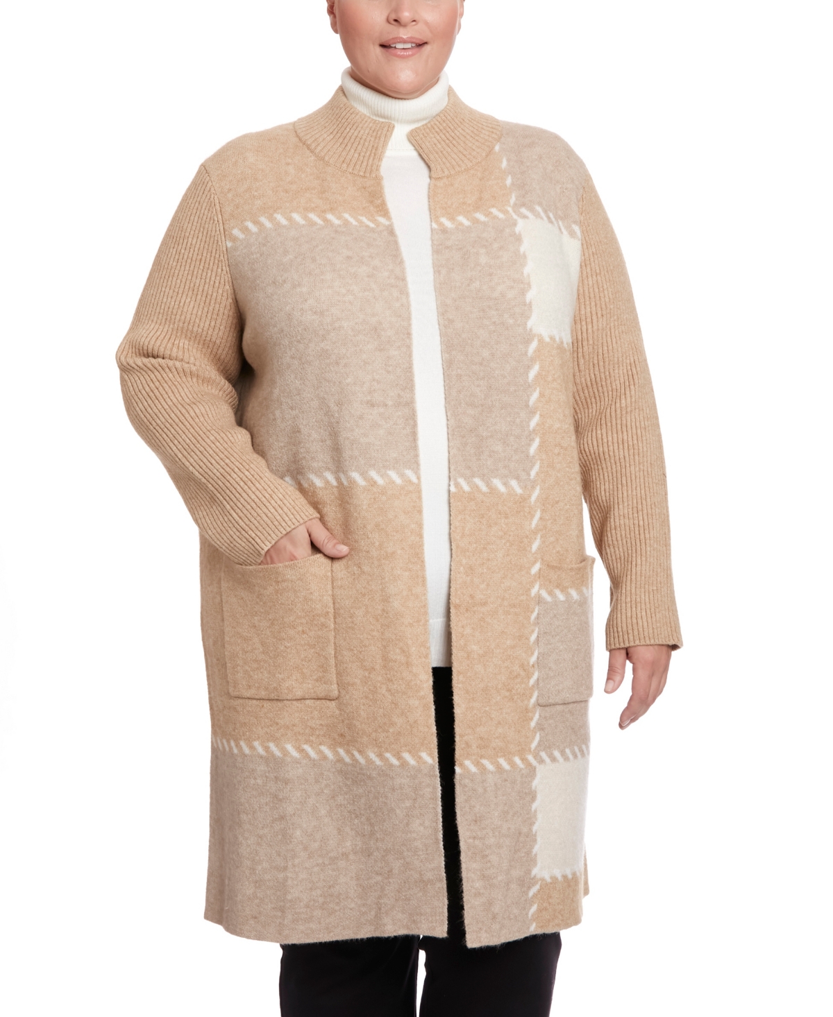 Click here for Joseph A Plus Size Ribbed Collar Coatigan Sweater... prices