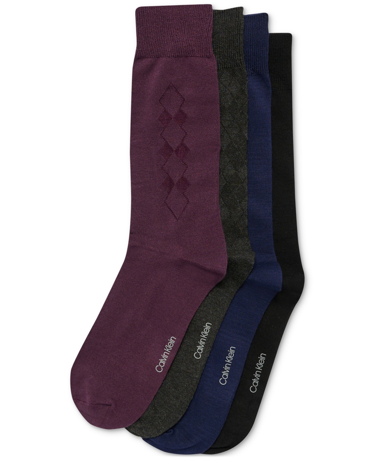 Click here for Calvin Klein Mens 4-Pk. Crew Dress Socks - Purple/... prices