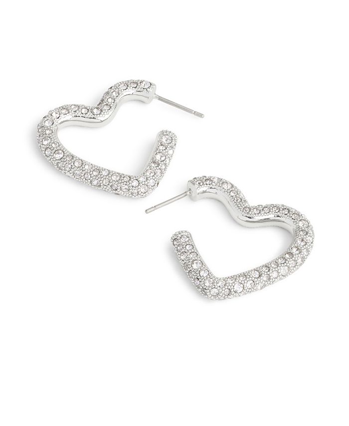 COACH Faux Stone Pave Heart Hoop Earrings - Macy's