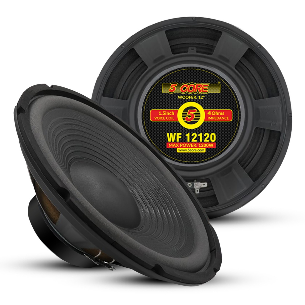 5 Core Subwoofer Speaker 12 Inch Car Subs 1200W Peak Pro Audio 4Ohm Replacement Subwoofers Para Carro - 1PC - Black