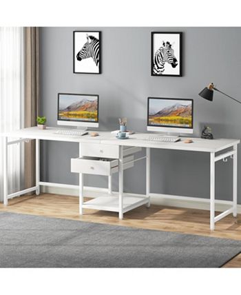 Tribesigns 79 Inch Extra Long Desk, Double Desk with 2 Drawers, Two ...