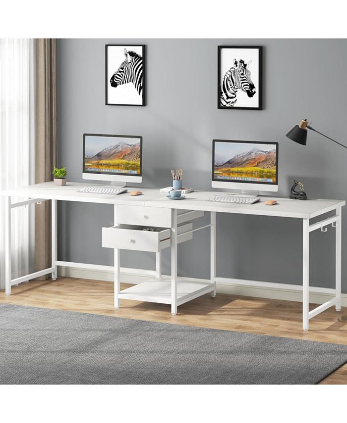 Tribesigns 79 Inch Extra Long Desk, Double Desk with 2 Drawers, Two ...