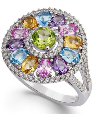 Multi-Stone Circle Ring (3-1/2 ct. t.w.) in Sterling Silver - Macy's