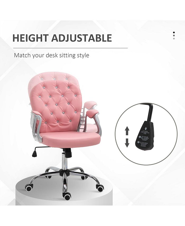 Simplie Fun Pink PU Leather Desk Chair with Padded Arms, Adjustable ...