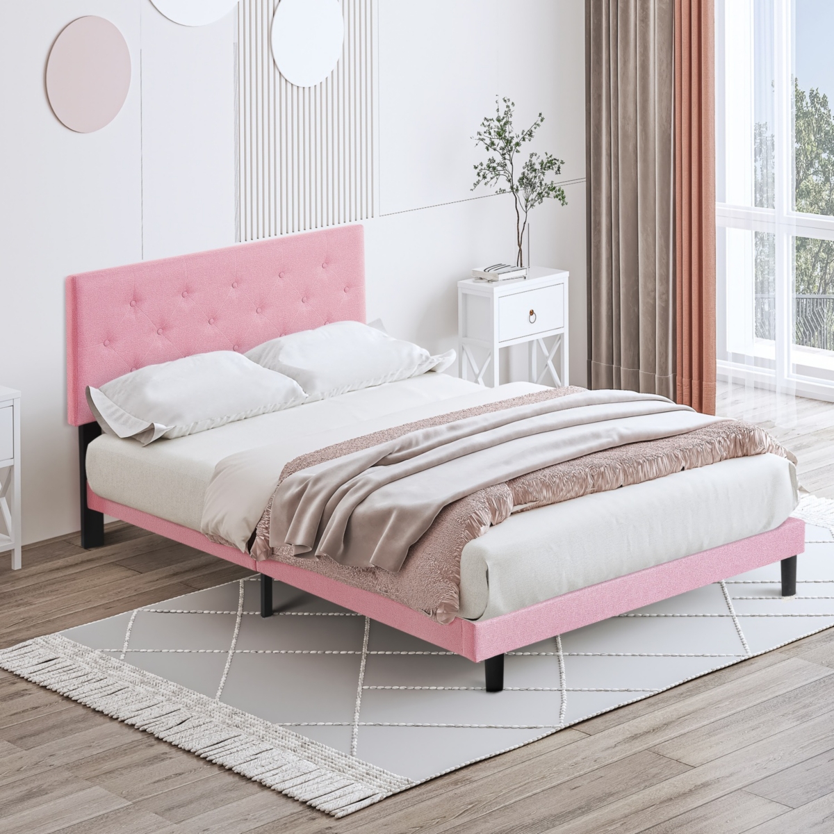 Click here for Queen Bed with Tufted Headboard  No Box Spring Nee... prices