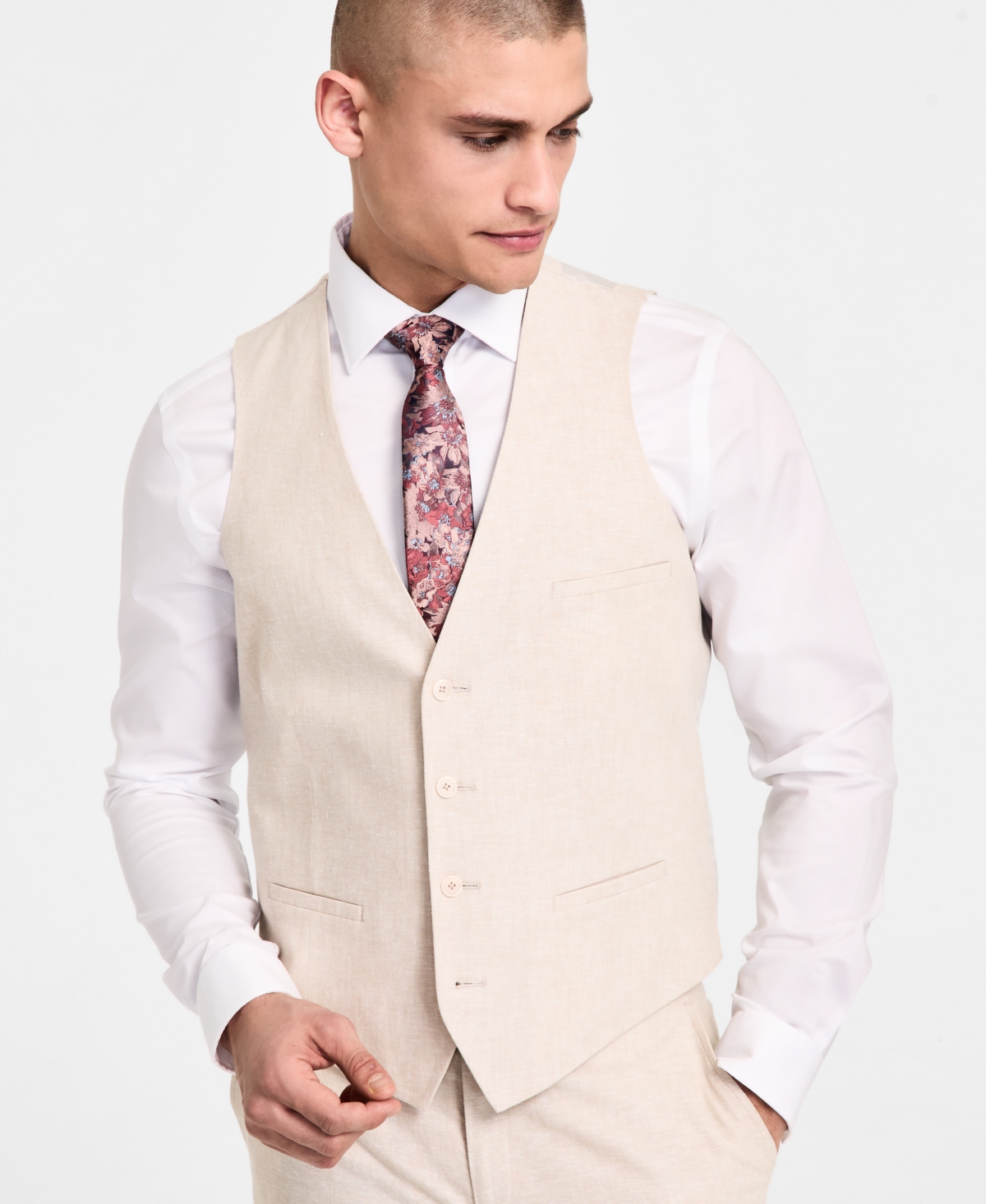 Click here for Bar Iii Mens Slim-Fit Linen Suit Vest  Exclusively... prices