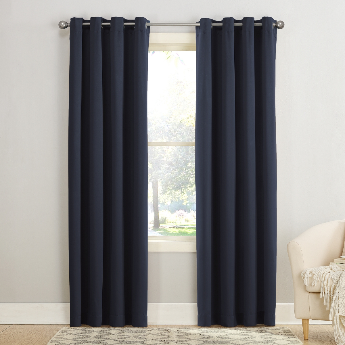 Click here for Grant Room Darkening Grommet Curtain Panel - Navy prices