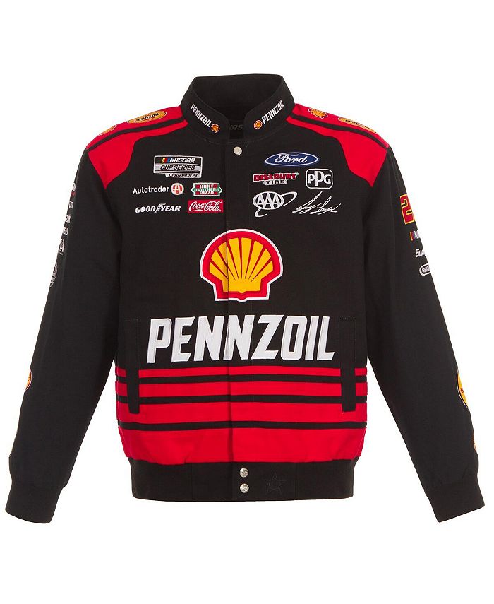 JH Design Men's Black Joey Logano Shell Pennzoil Twill Driver Uniform ...