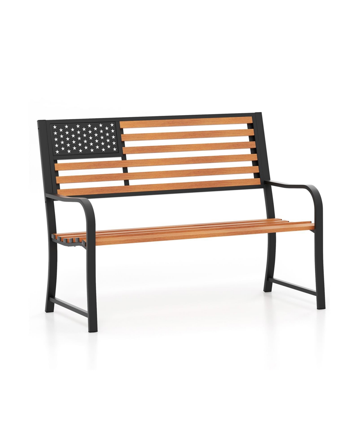Click here for 50 Inch Outdoor Garden Bench with Flag Pattern Bac... prices
