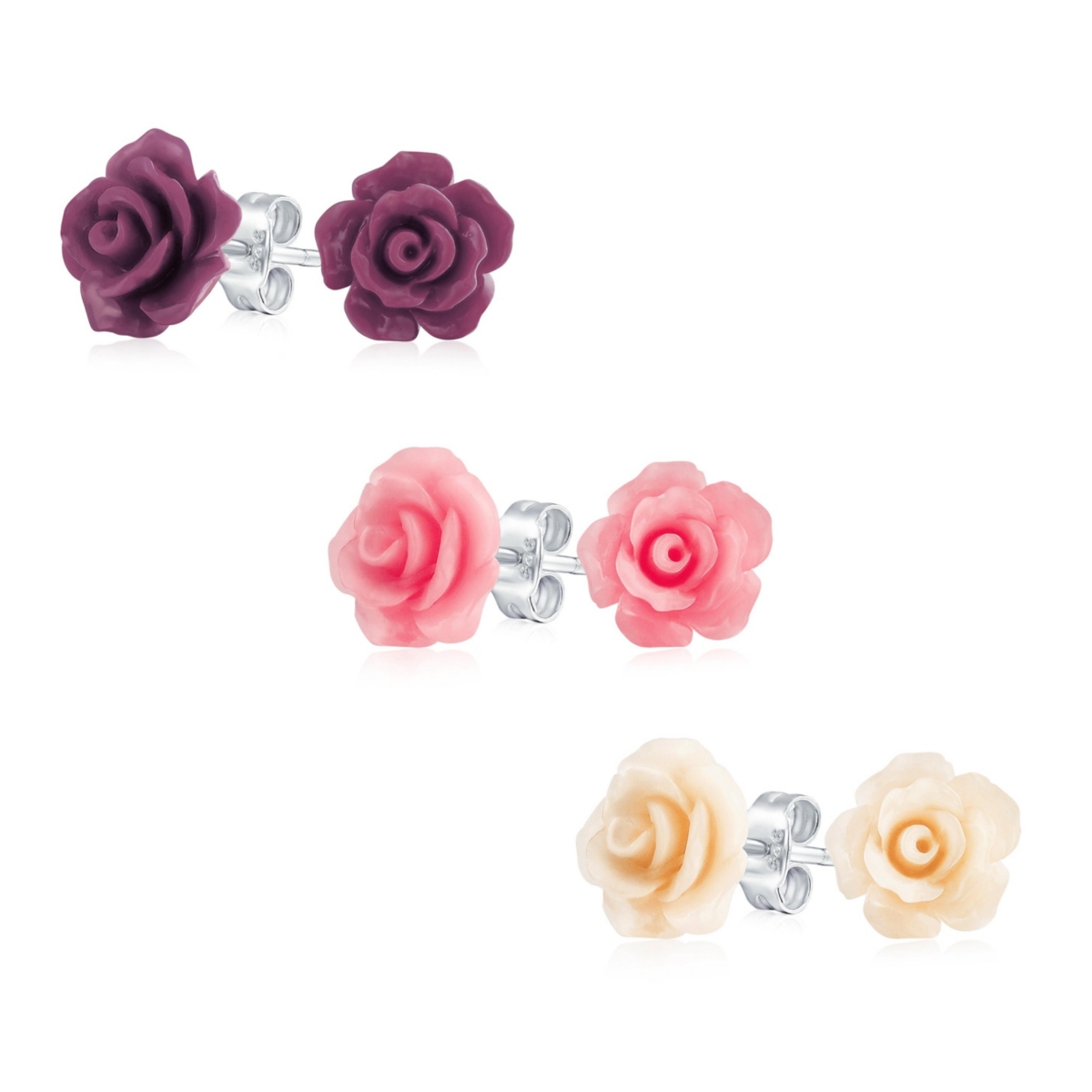 Click here for Bling Jewelry Set of 3 Romantic 3D Carved Rose Flo... prices