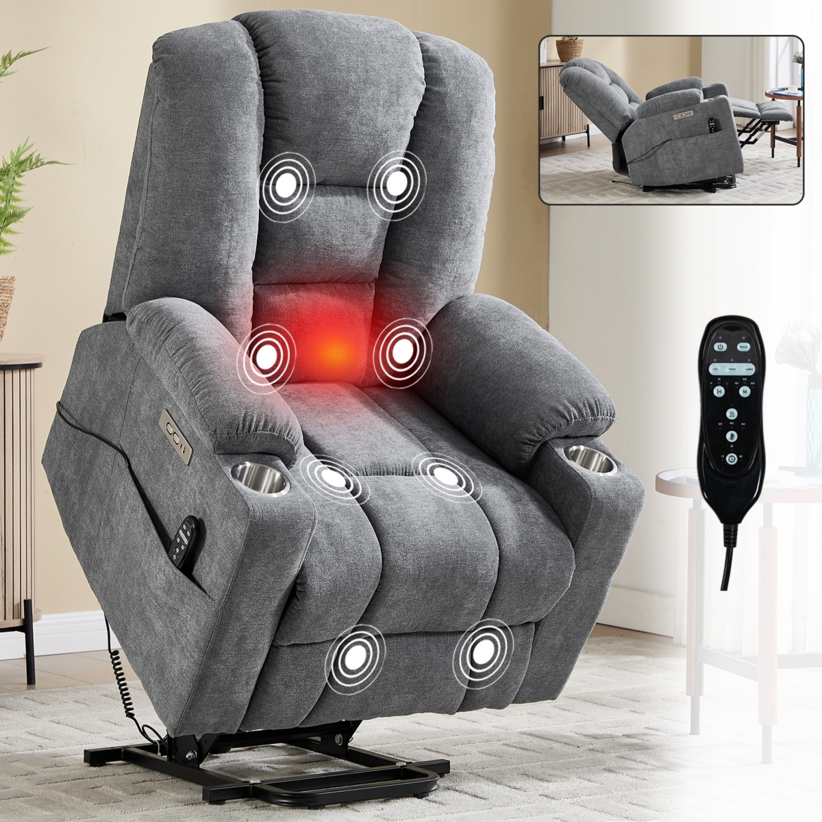 Click here for Mondawe Swivel And Rocker Power Recliner Chair - G... prices