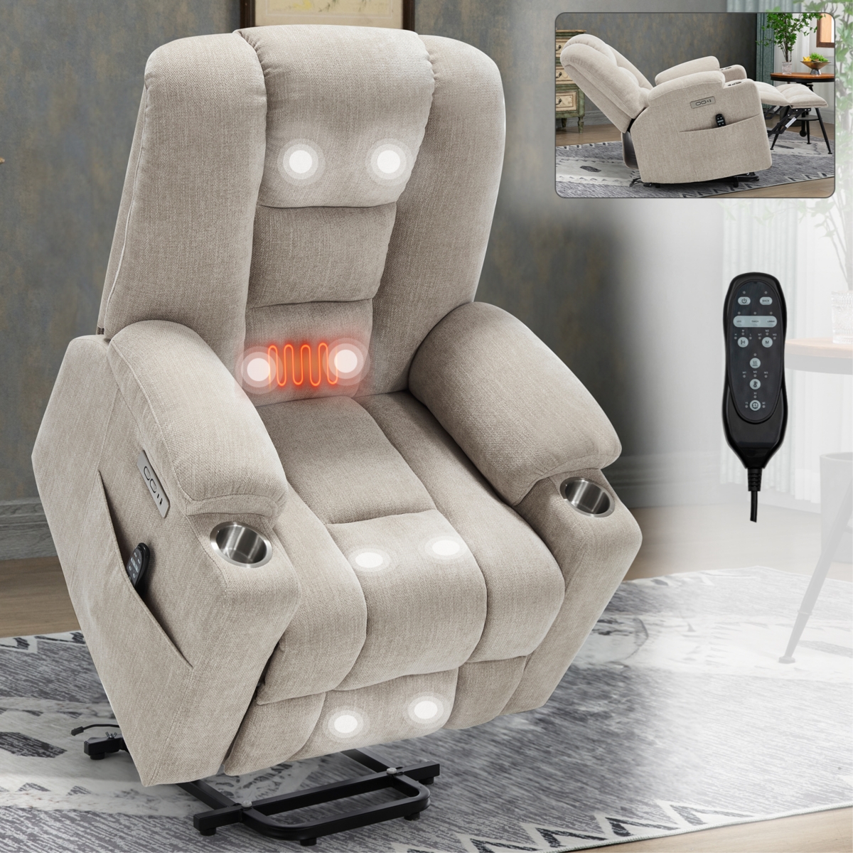 Click here for Mondawe Swivel And Rocker Power Recliner Chair - B... prices