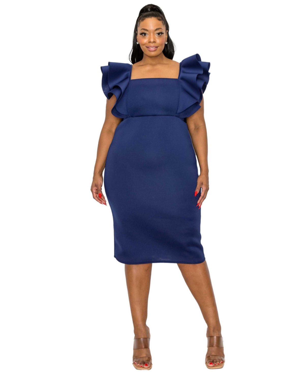 Click here for L I V D Plus Size Charlie Neoprene Flutter Sleeve... prices