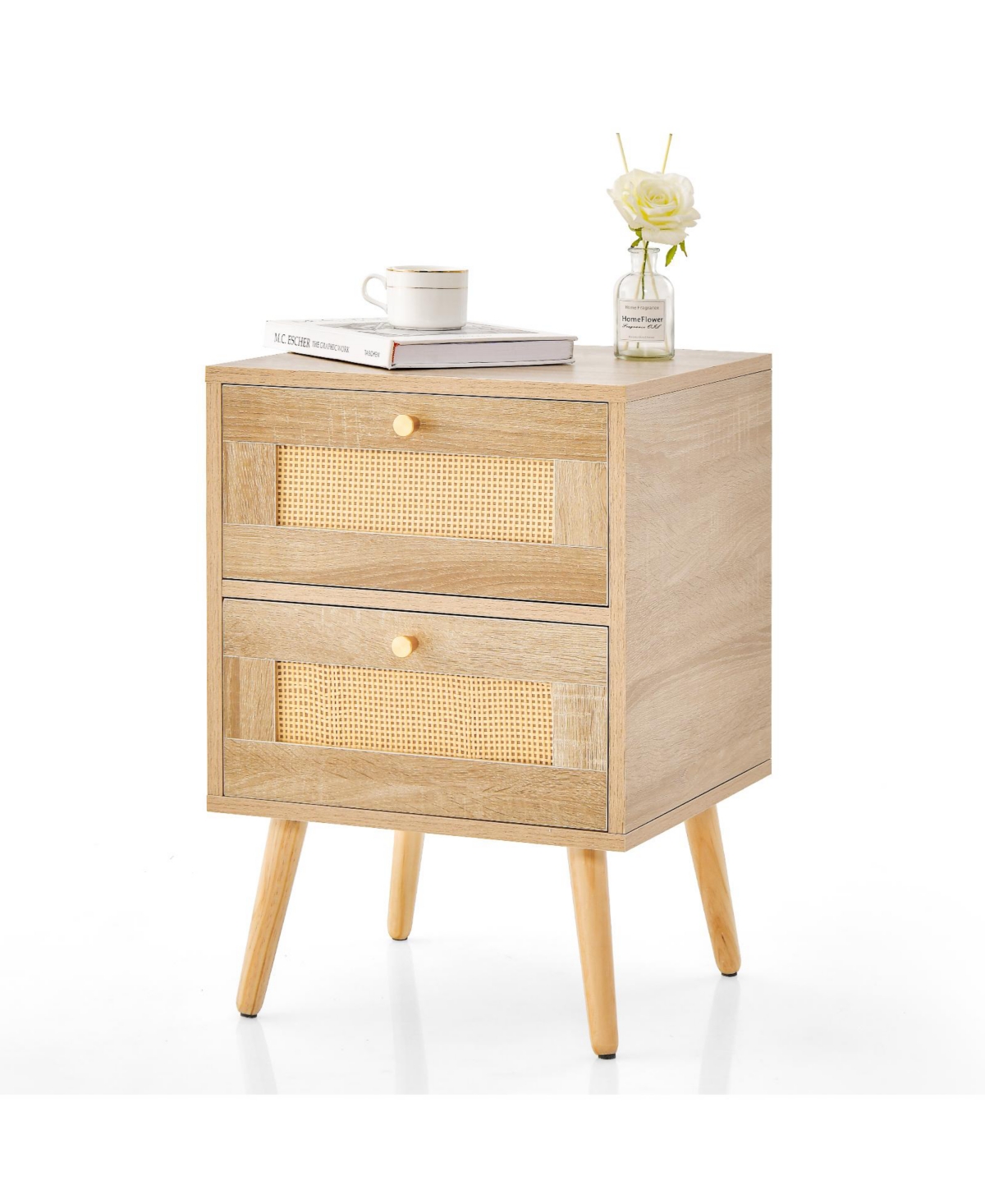 Click here for Sugift Rattan Nightstand Boho Accent Bedside Table... prices