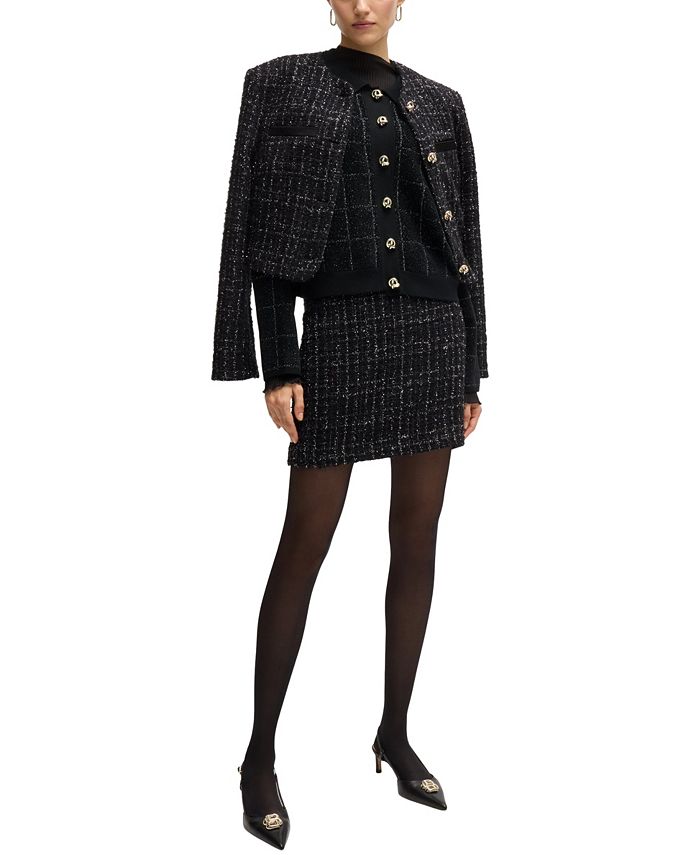 Hugo Boss Women’s Sparkle Tweed Cropped Jacket - Macy's