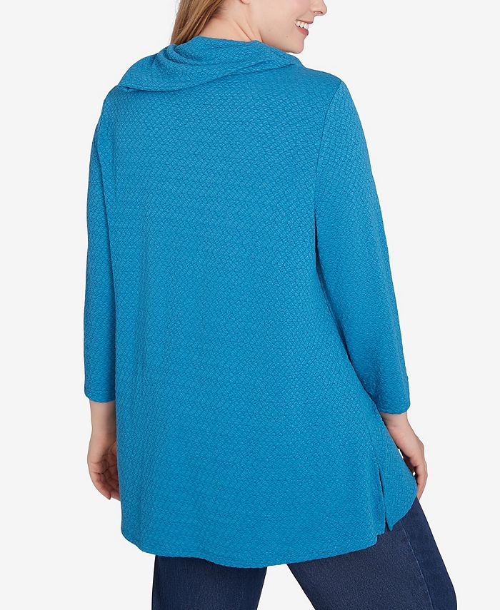 Ruby Rd. Plus Size Split Cowl Neck Solid Textural Knit Top - Macy's