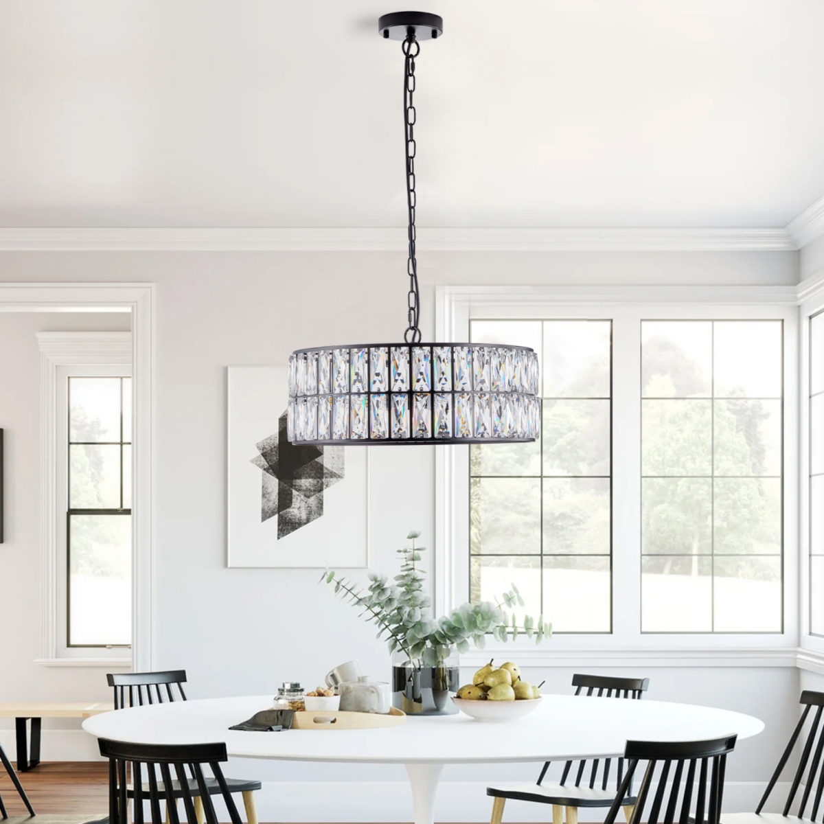 Click here for Streamdale Modern Crystal Drum Chandelier with Bla... prices
