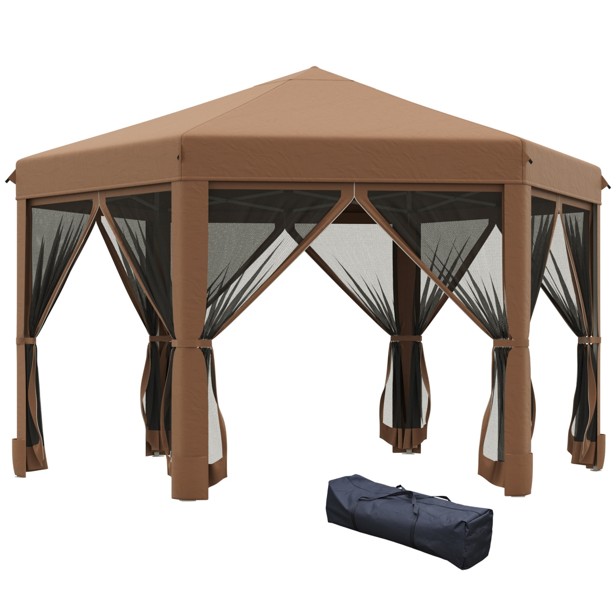 Click here for 13 x 11 Hexagonal Pop Up Gazebo with Mesh Walls -... prices