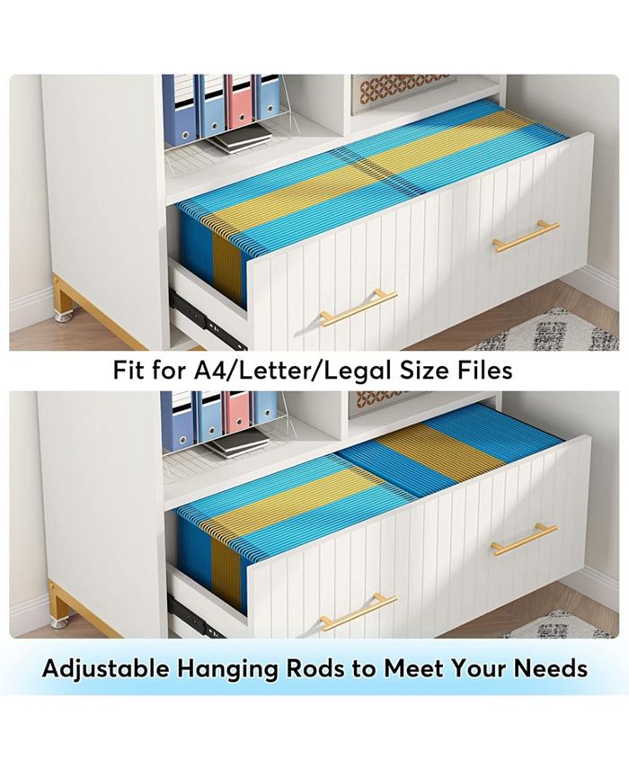 Tribesigns Lateral File Cabinet with Drawer, White Filing Cabinet with ...