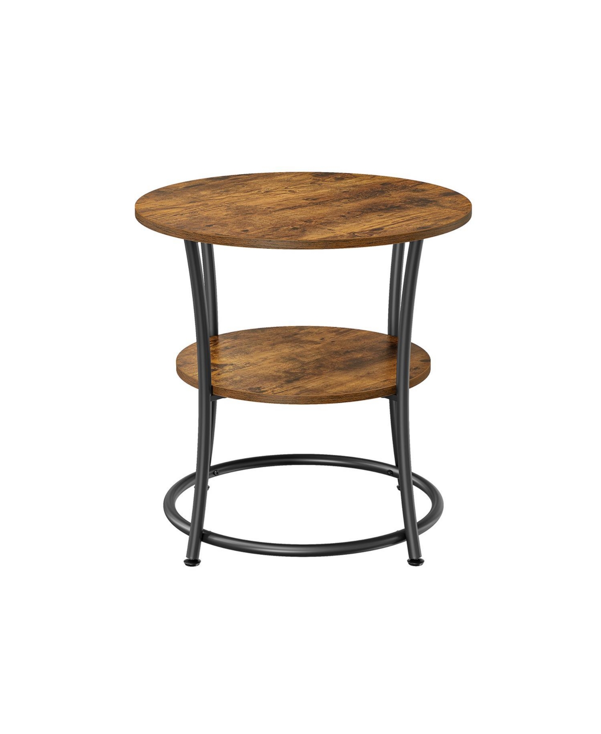 Click here for 2-Tier Round Side Table with Shelves in Industrial... prices