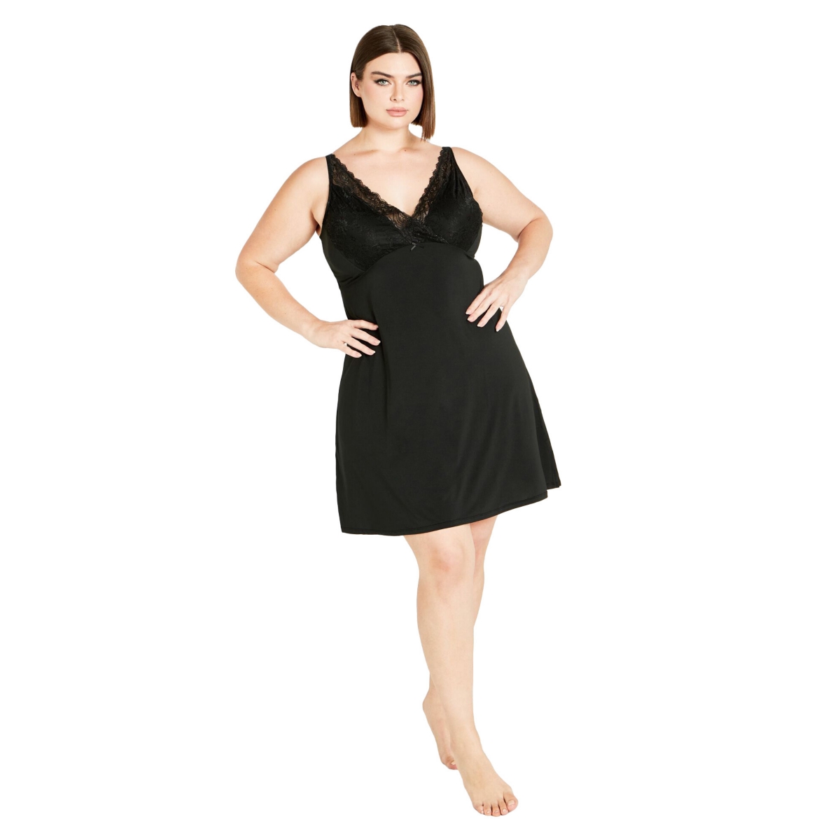 Click here for Avenue Plus Size Sexy Lace Chemise - Black prices