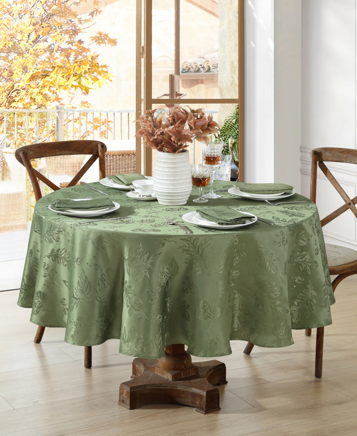 Click here for Elrene Elegant Woven Leaves Jacquard Damask Tablec... prices