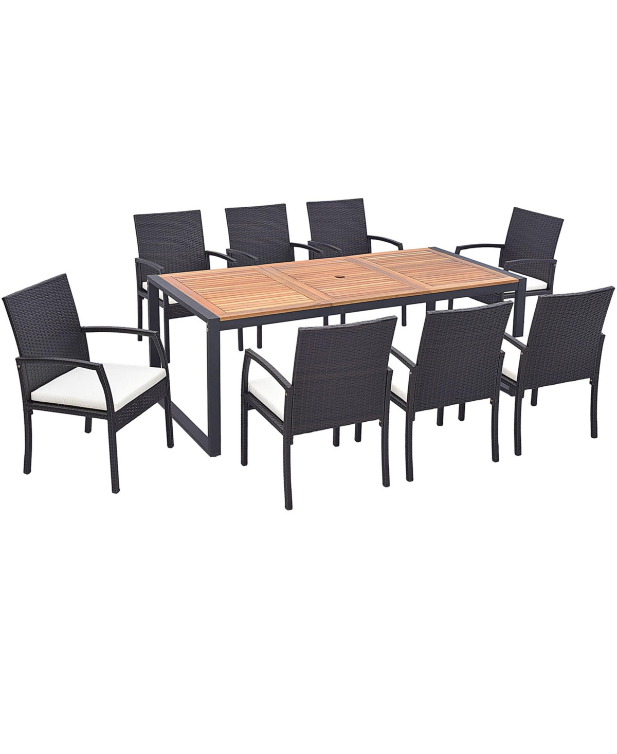 Click here for Costway 9 Pieces Patio Rattan Dining Set with Acac... prices